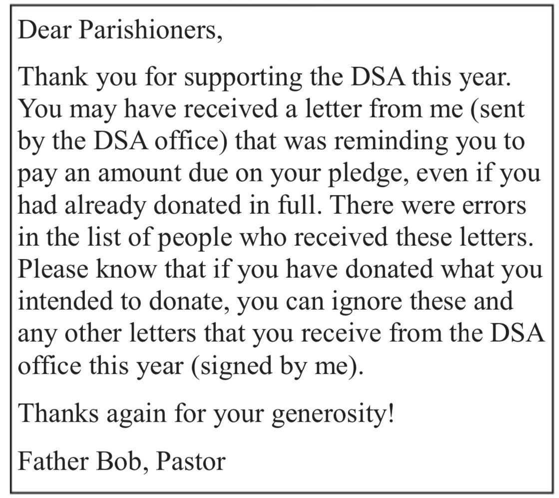 DSA Support – St. Mark the Evangelist Parish
