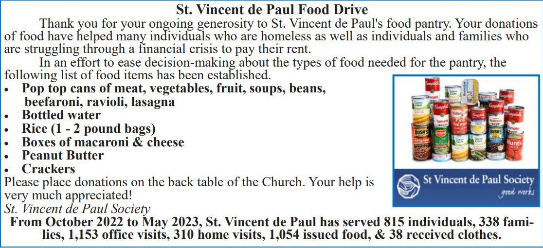 St Vincent de Paul Food Drive Info & Updates – St. Mark the Evangelist ...